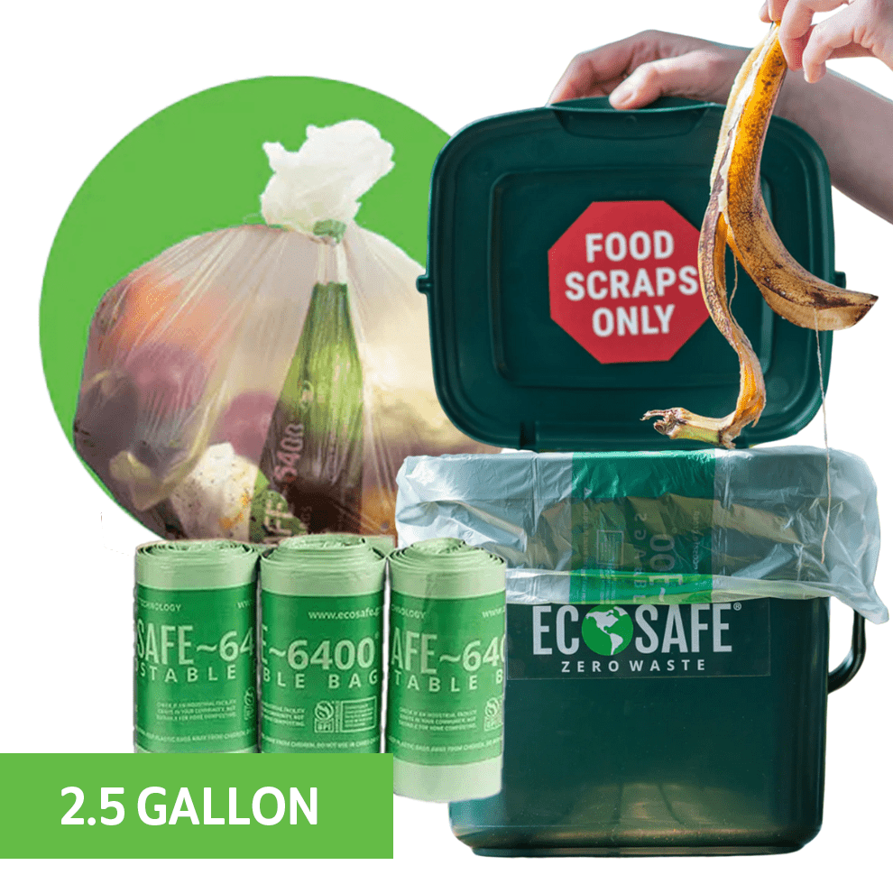 EcoSafe 2.5-Gallon Bin Caddy & Liners | Key Compostables - Key Compostables